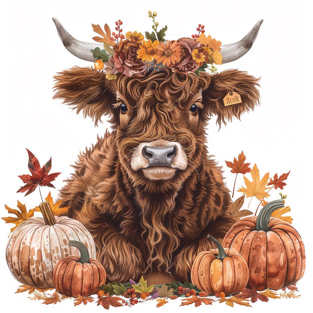 24 Highland Cow Autumn Clipart, Autumn Farmhouse Decor, Fall Harvest ...