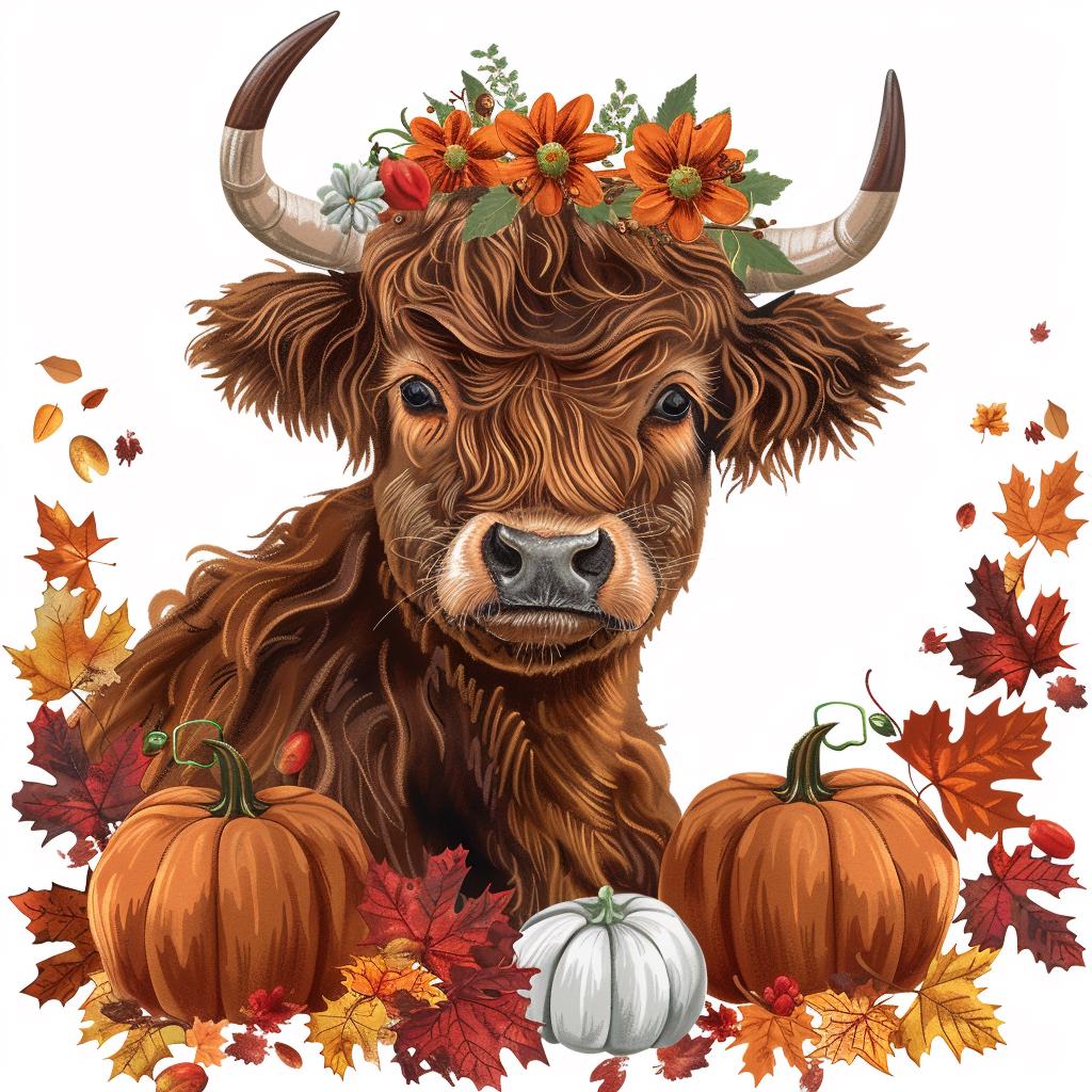 24 Highland Cow Autumn Clipart, Autumn Farmhouse Decor, Fall Harvest ...