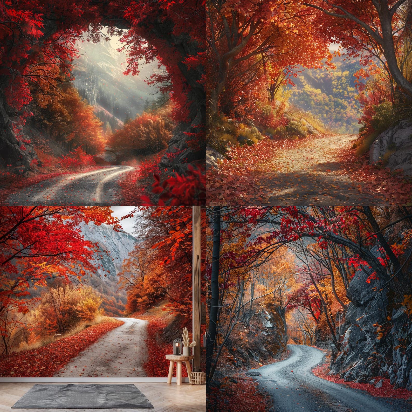 24 Autumn Forest Path Clipart, Fall Foliage Digital Art, Scenic Nature ...