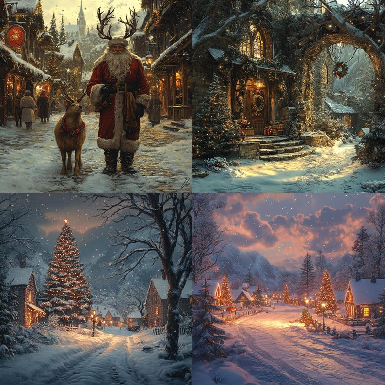 24 Magical Winter Wonderland Clipart, Christmas Santa and Reindeer ...