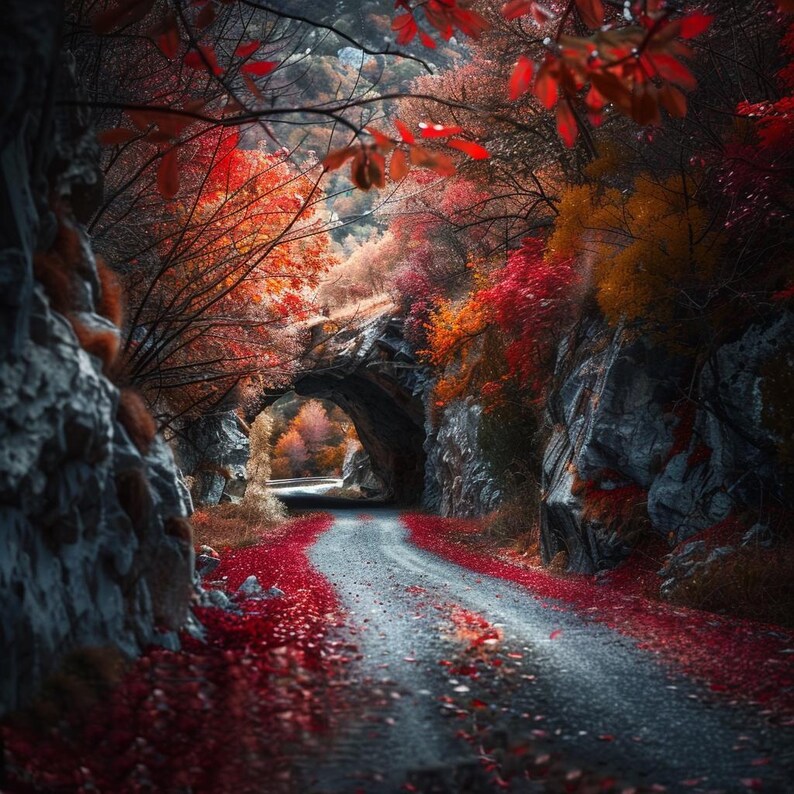 24 Autumn Forest Path Clipart, Fall Foliage Digital Art, Scenic Nature ...