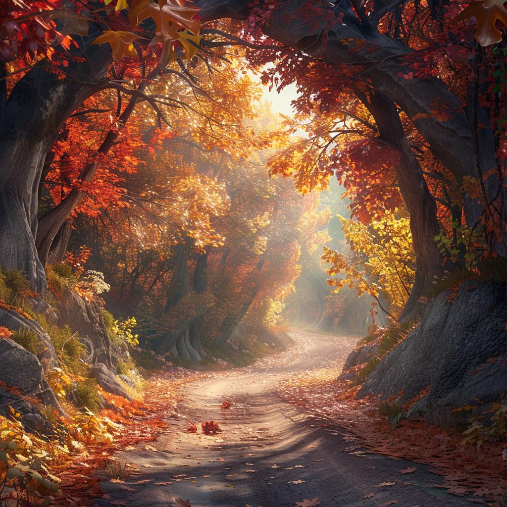 24 Autumn Forest Path Clipart, Fall Foliage Digital Art, Scenic Nature ...