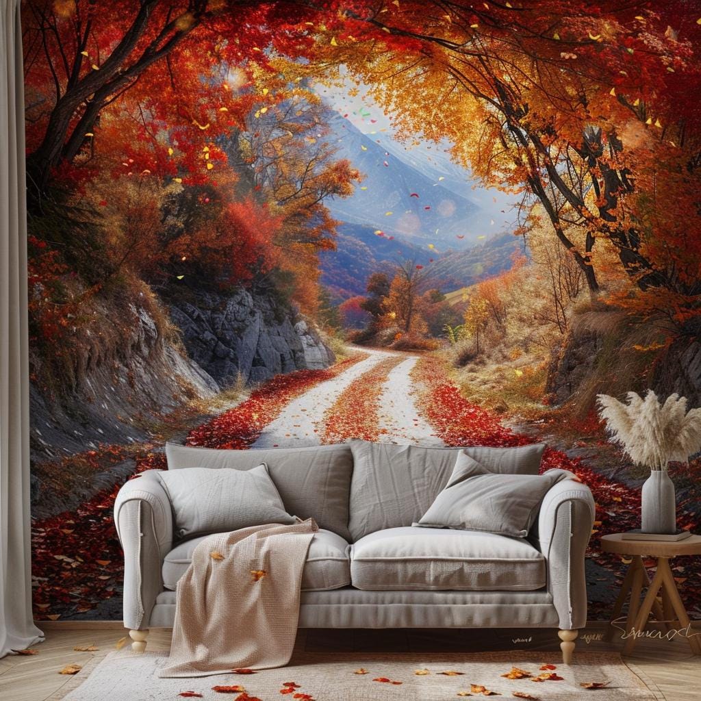 24 Autumn Forest Path Clipart, Fall Foliage Digital Art, Scenic Nature ...