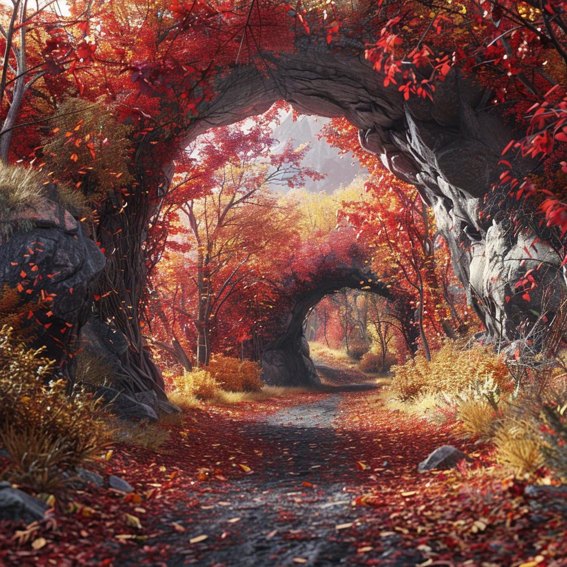 24 Autumn Forest Path Clipart, Fall Foliage Digital Art, Scenic Nature ...