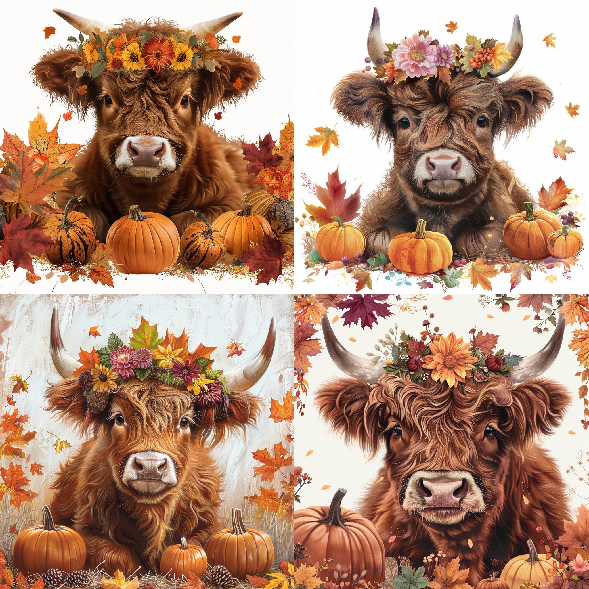 24 Highland Cow Autumn Clipart, Autumn Farmhouse Decor, Fall Harvest ...