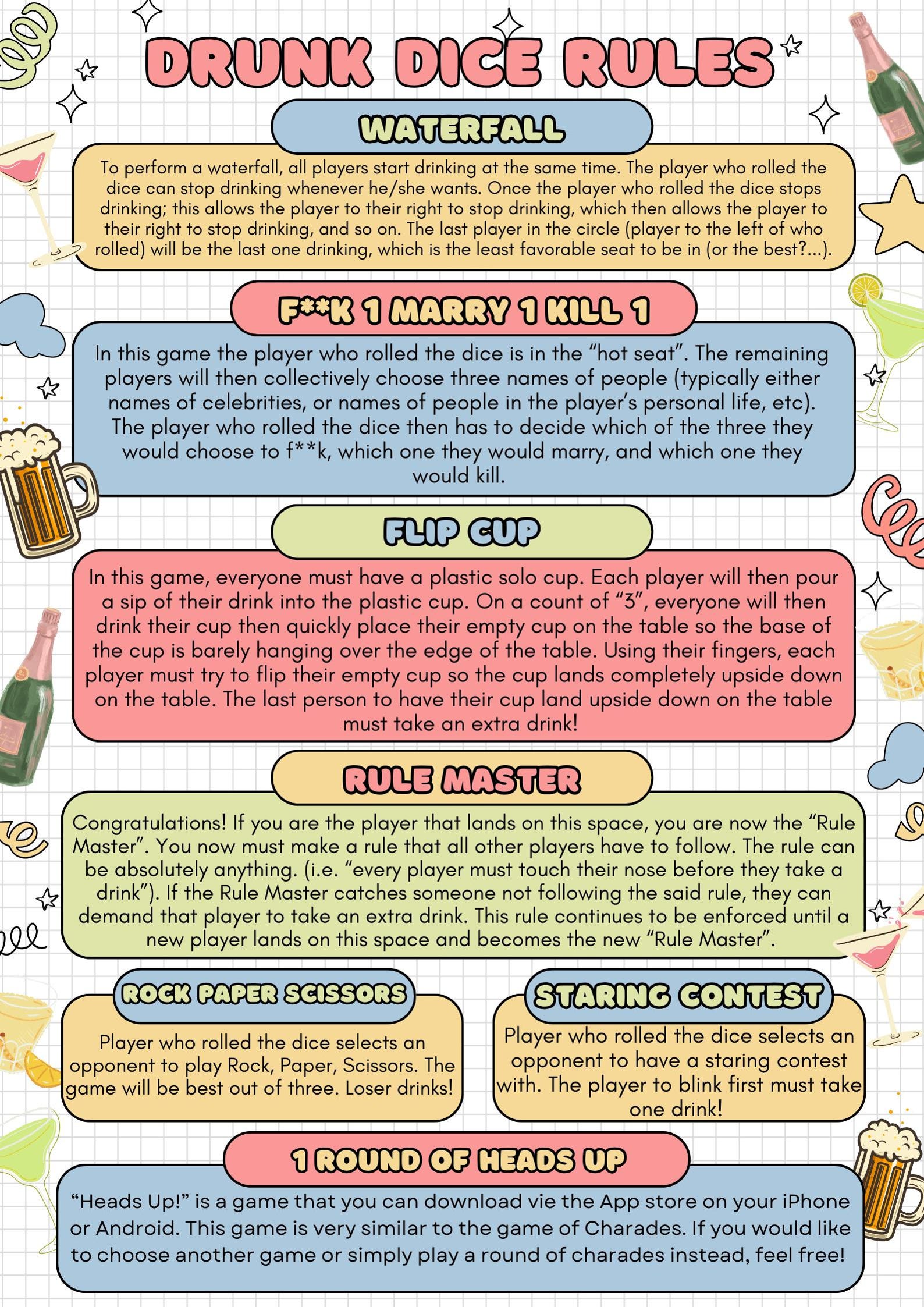 Drunk Dice. Party Drinking Board Game! - Etsy