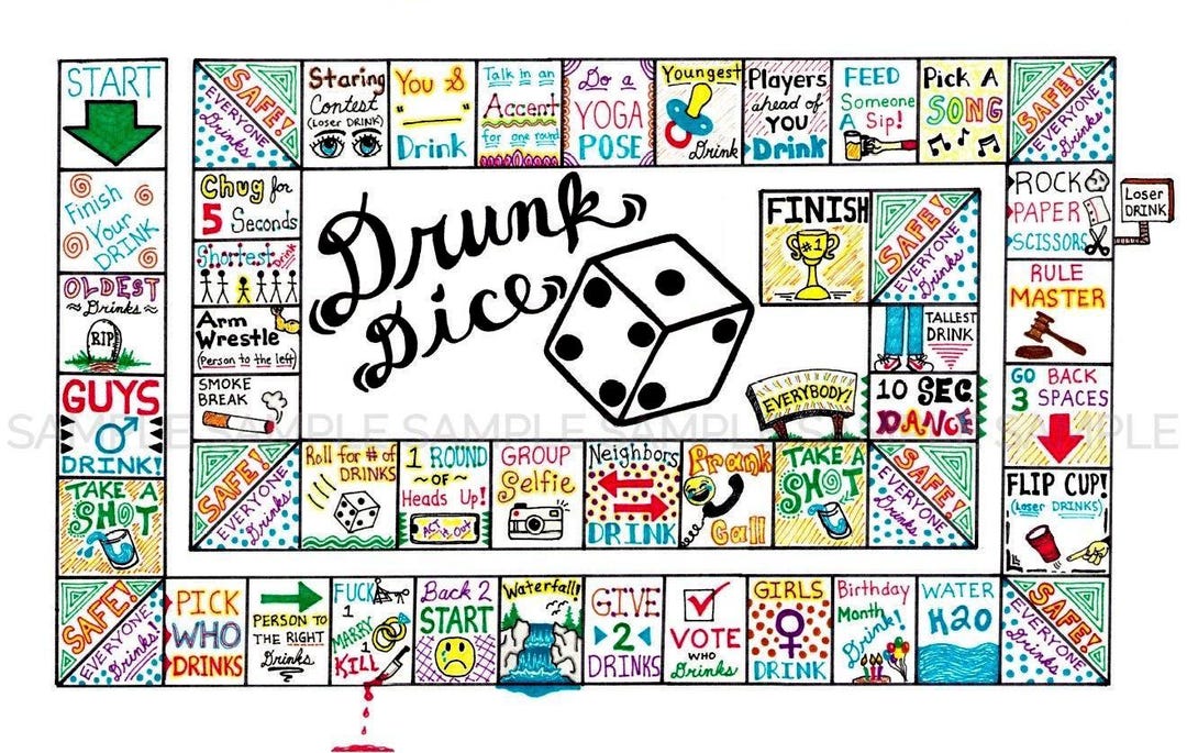 Drunk Dice. Party Drinking Board Game! - Etsy