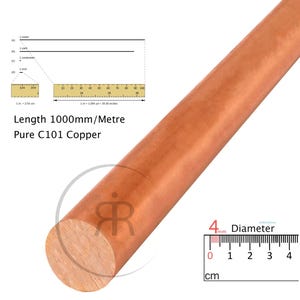 99% PURE SOLID COPPER Bar Copper Rod Length X 1 Metre (100cm) 3 ...