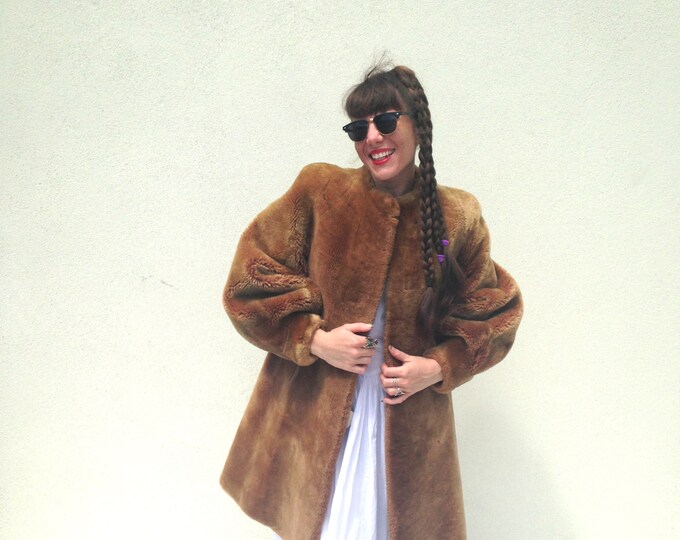 Vintage 1940s Genuine Laskin MOUTON Dyed LAMB Brown Tan Heavy Fur ...