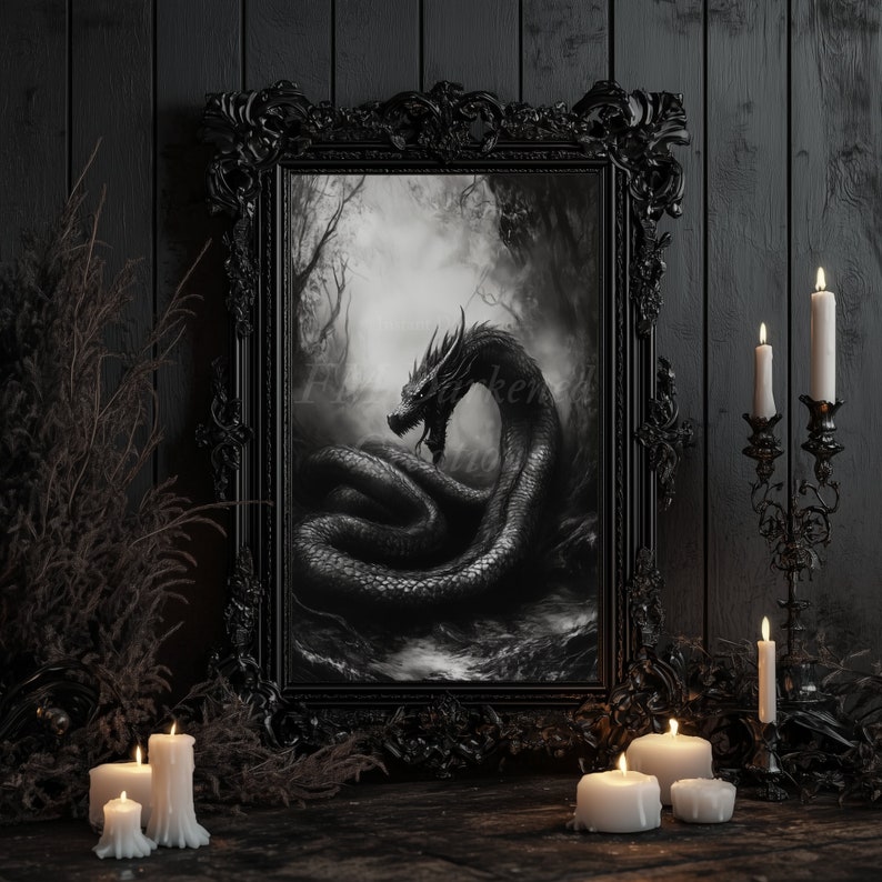 Snake Painting | Gothic Serpent Digital Art | Dark Animal Printable ...