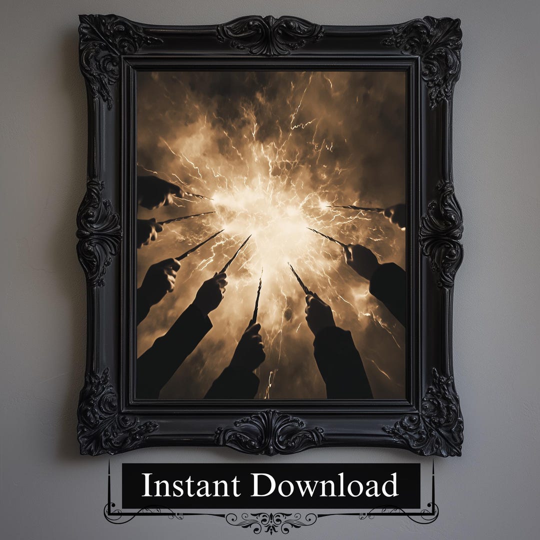 Enchanted Wizard School Printable Wall Art, Magic Spell Poster, Gothic ...