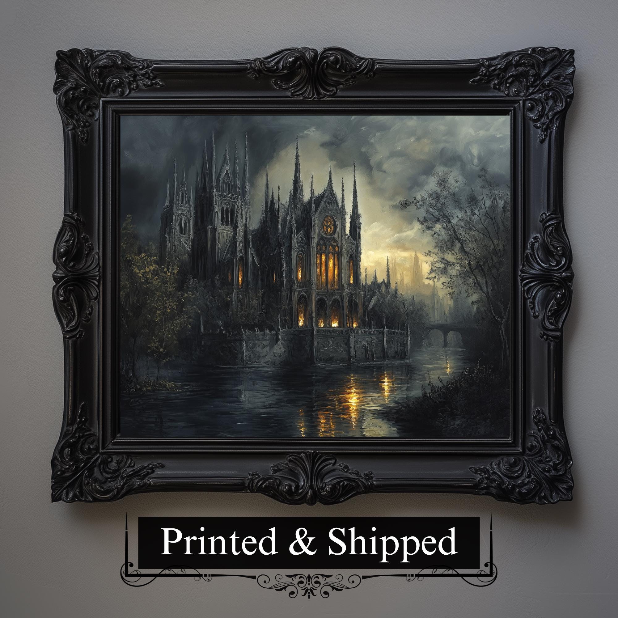 Gothic Vampire Castle Wall Art Print | Dark Academia Victorian Decor - Etsy