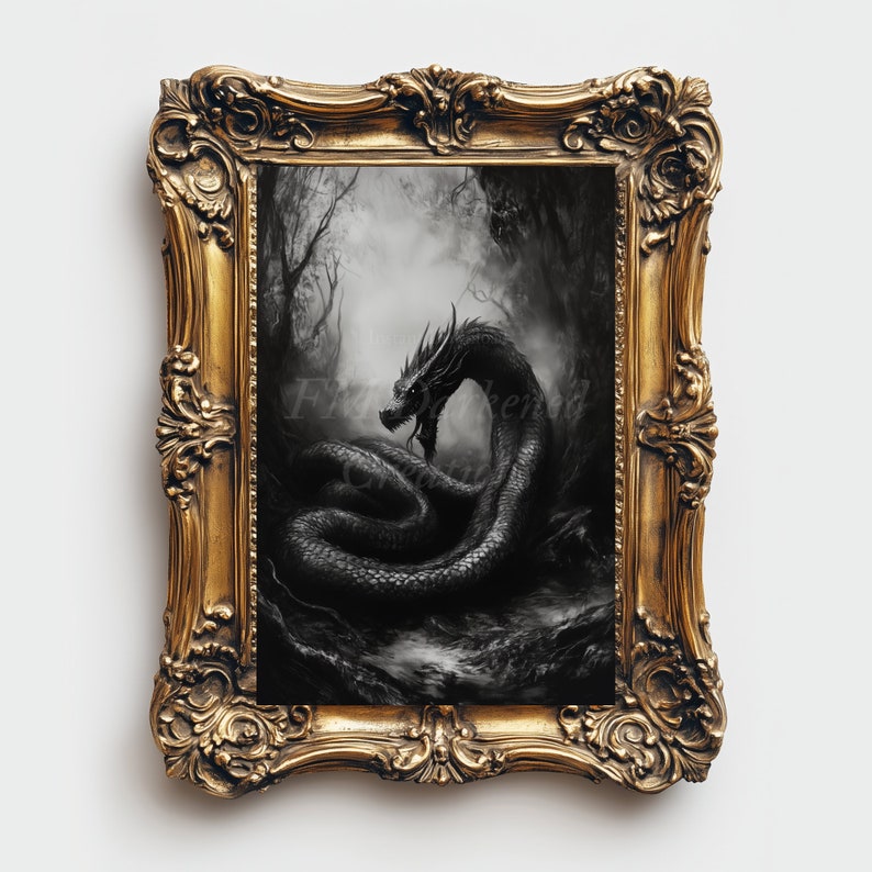 Snake Painting | Gothic Serpent Digital Art | Dark Animal Printable ...