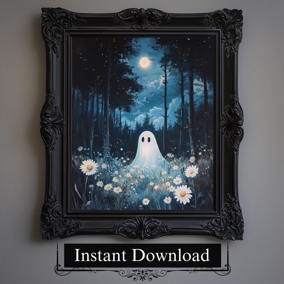 Enchanted Forest Ghost Painting, Halloween Home Decor (digital Download ...