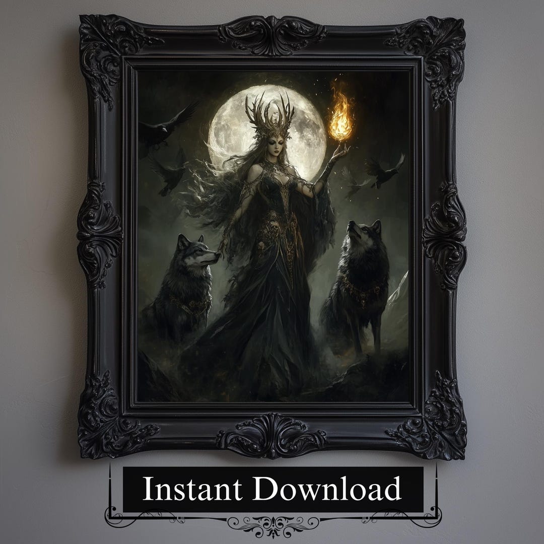 Hecate Goddess Digital Print Fine Art Printable, Witchy Vintage Oil ...