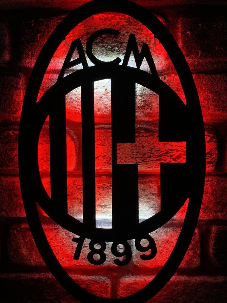 FC Milan Logo Wood Led Sign , Milan Logo Led Light , Football Team Logo ...