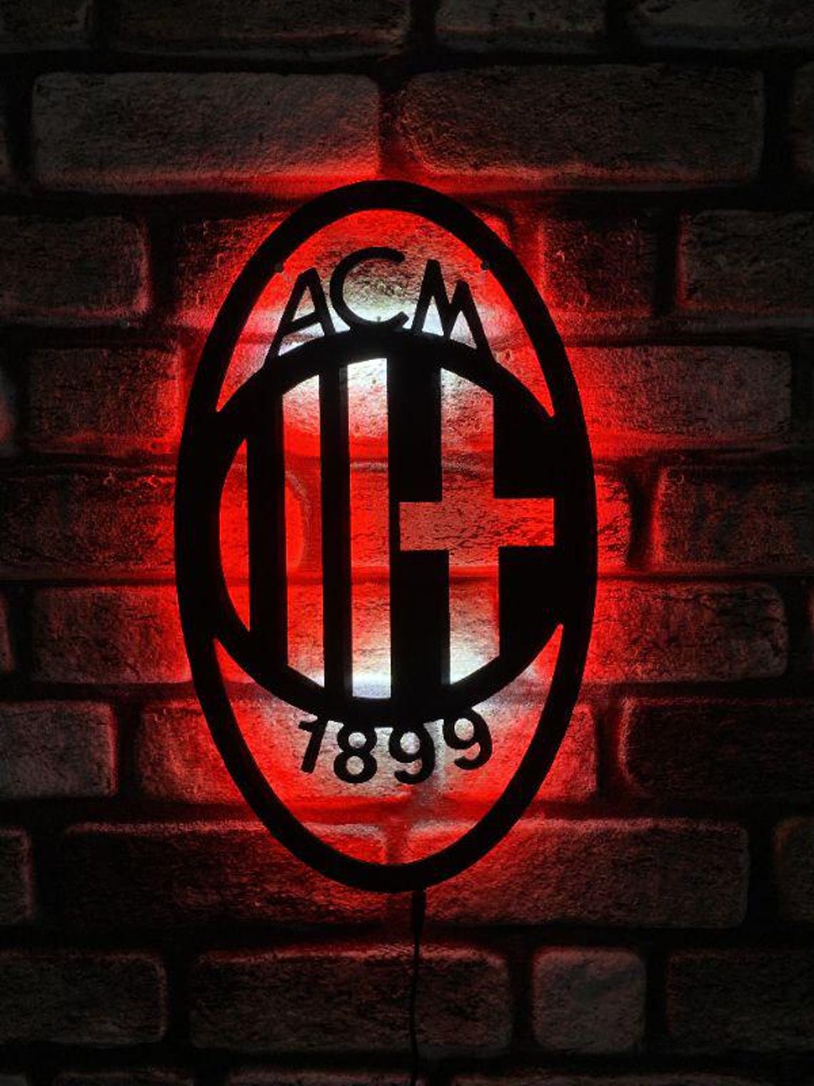 FC Milan Logo Wood Led Sign , Milan Logo Led Light , Football Team Logo ...