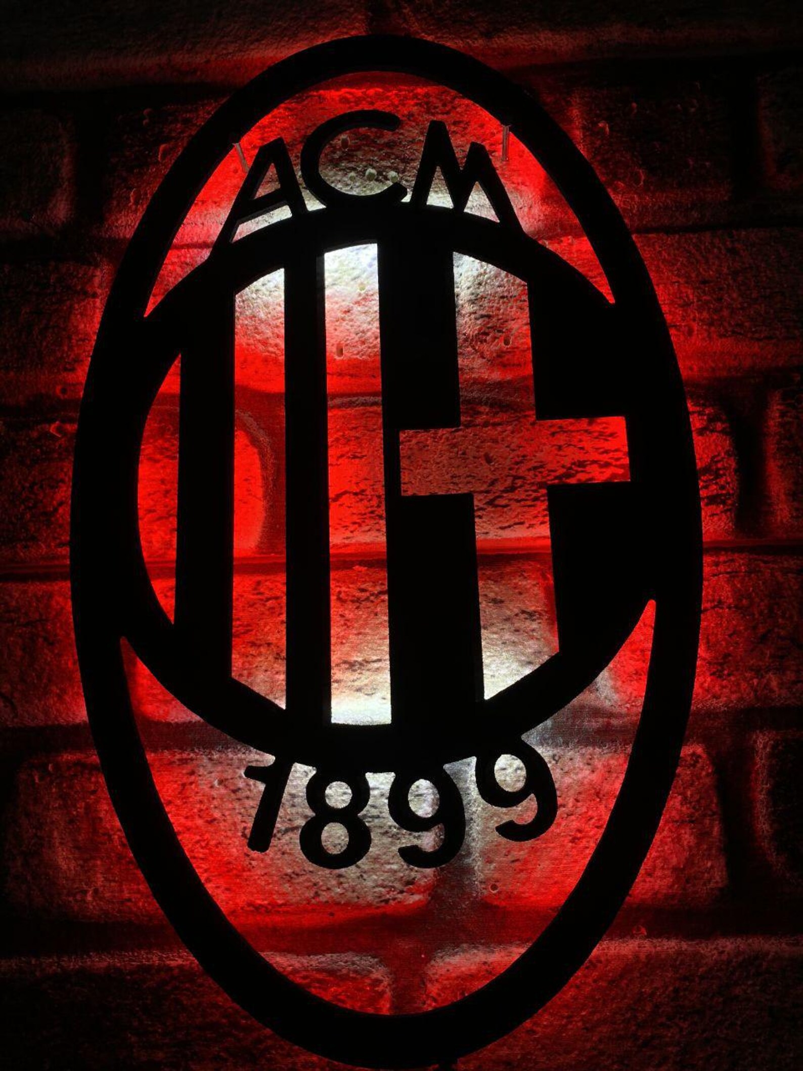 FC Milan Logo Wood Led Sign , Milan Logo Led Light , Football Team Logo ...