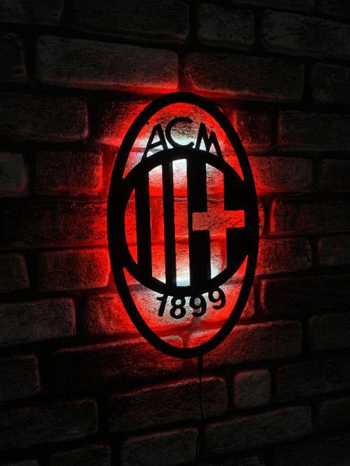 FC Milan Logo Wood Led Sign , Milan Logo Led Light , Football Team Logo ...