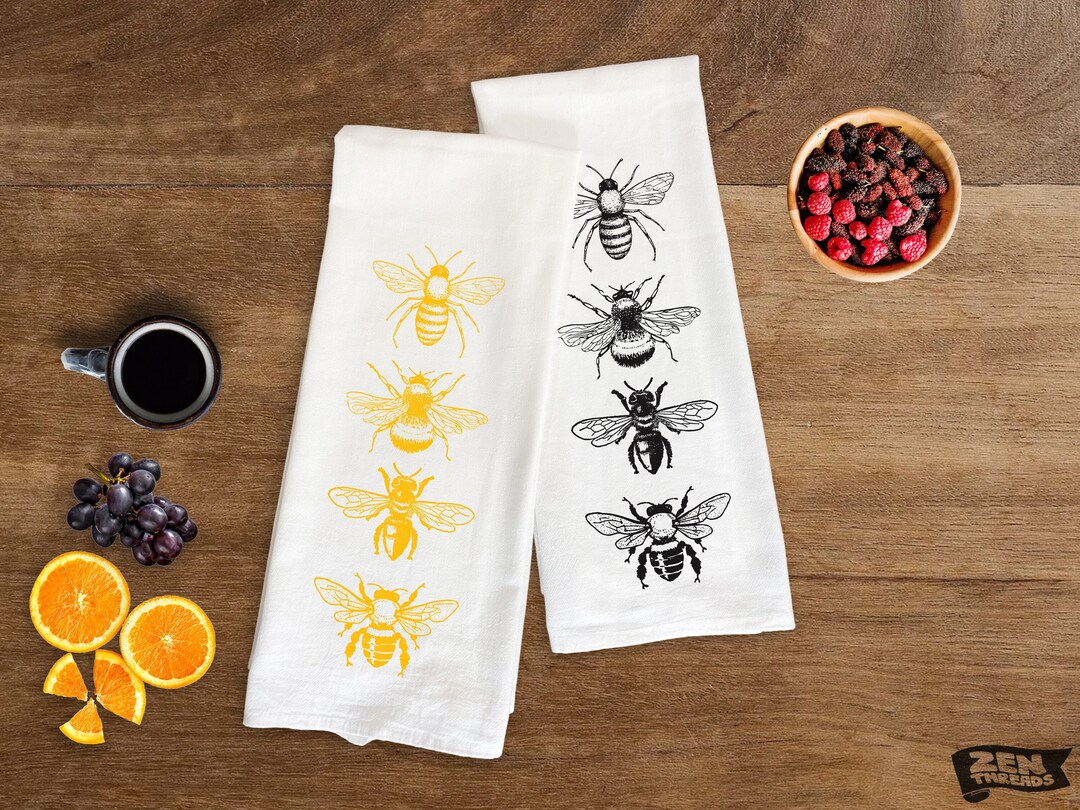Large Flour Sack Towel BEES Stack Bar Kitchen Gift Organic Natural ...