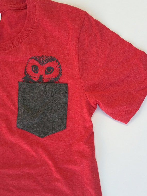 Items similar to Mens Pocket OWL T-Shirt S L XL XXL custom on Etsy