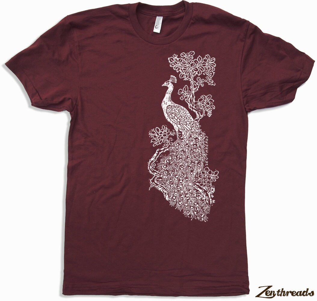 Mens Peacock T Shirt S M L Xl Xxl Color Options Etsy