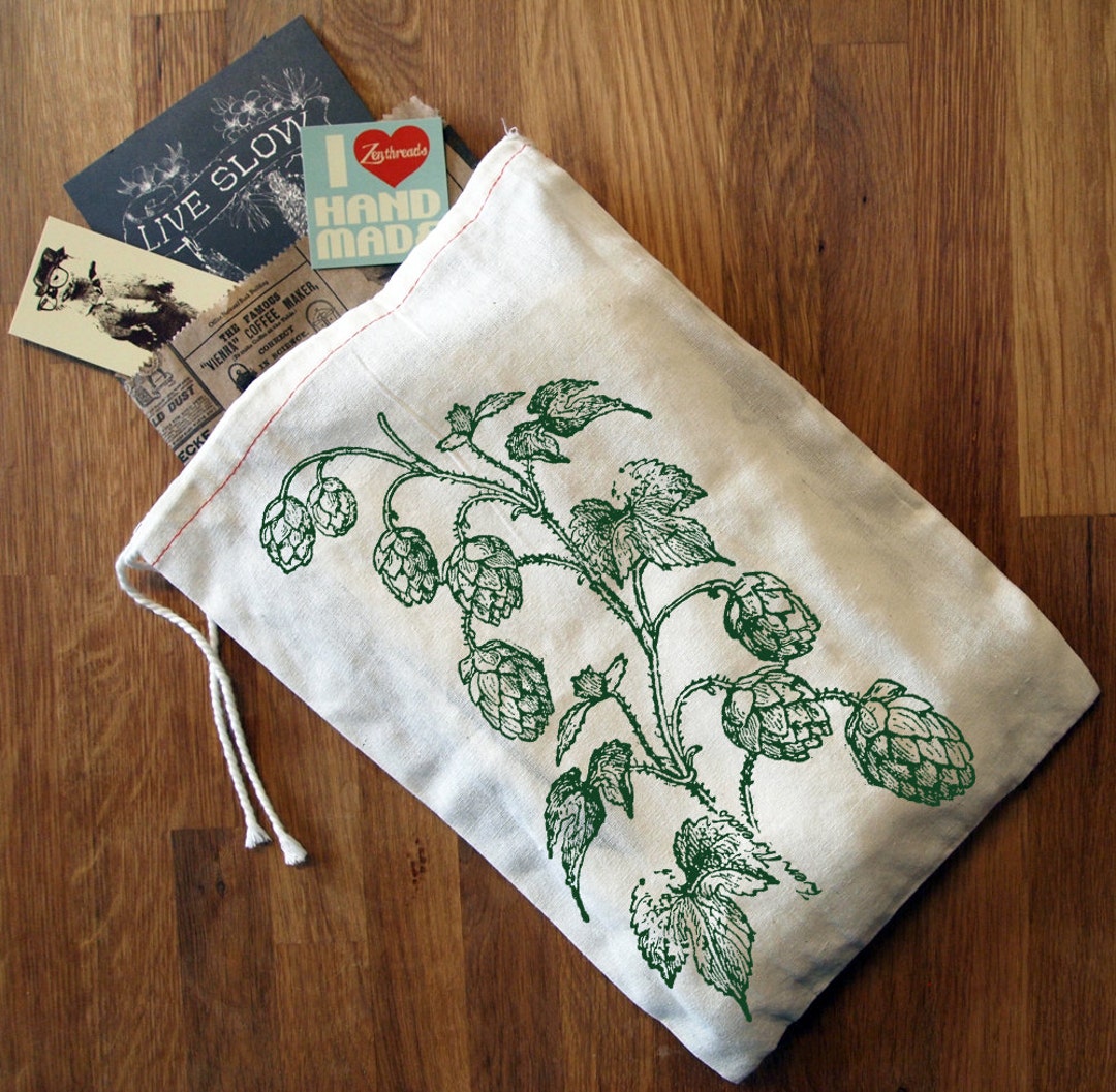 SET OF HOPS Gift Bags 8x12" Printed Drawstring Reusable Cotton Bags - Etsy