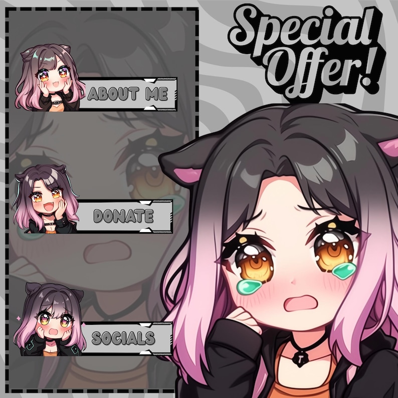 Custom Panel Twitch | Vtuber Panel, Pet Panel, Anime Panel, Chibi Panel ...