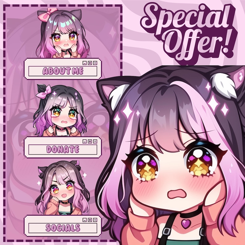 Custom Panel Twitch | Vtuber Panel, Pet Panel, Anime Panel, Chibi Panel ...