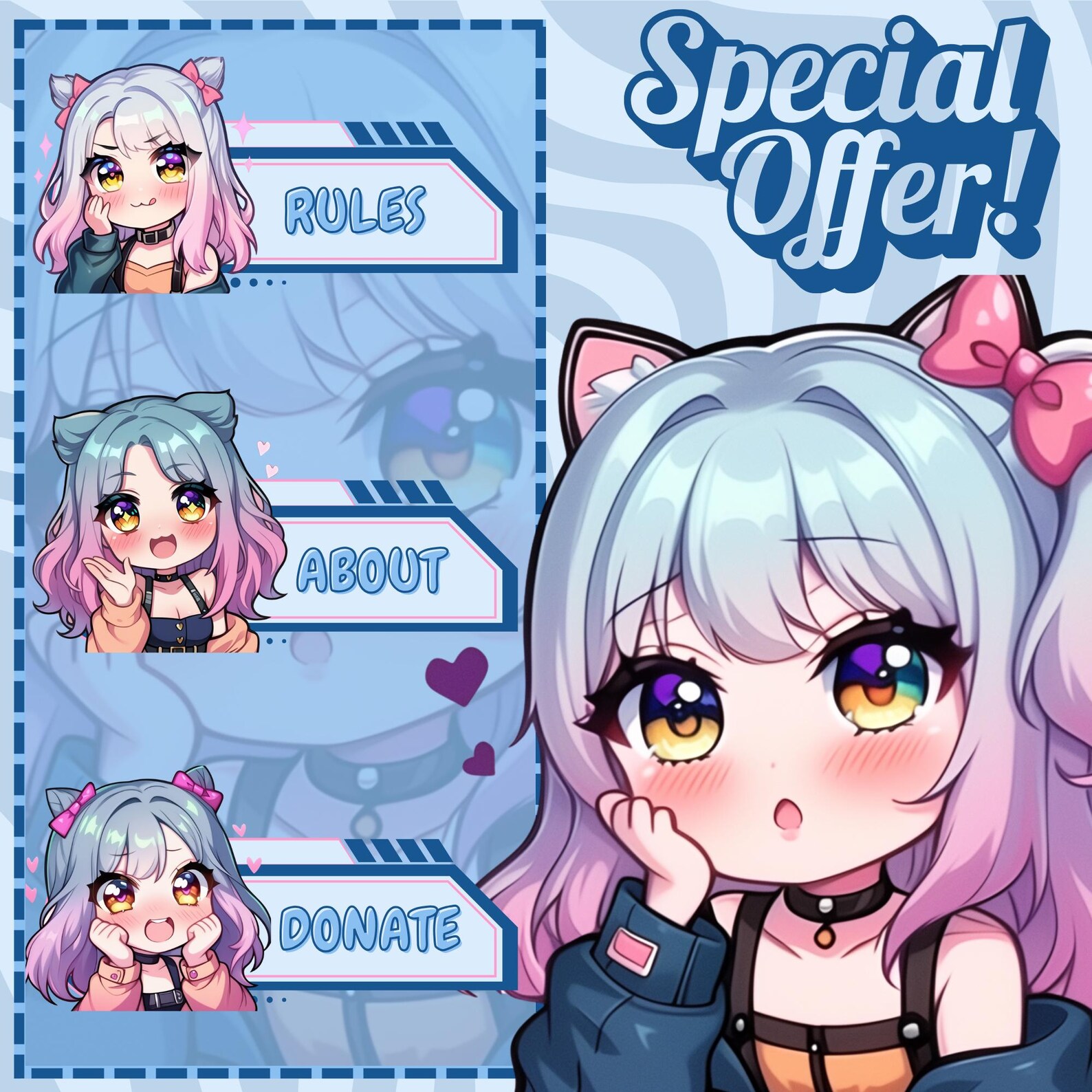 Custom Panel Twitch | Vtuber Panel, Pet Panel, Anime Panel, Chibi Panel ...