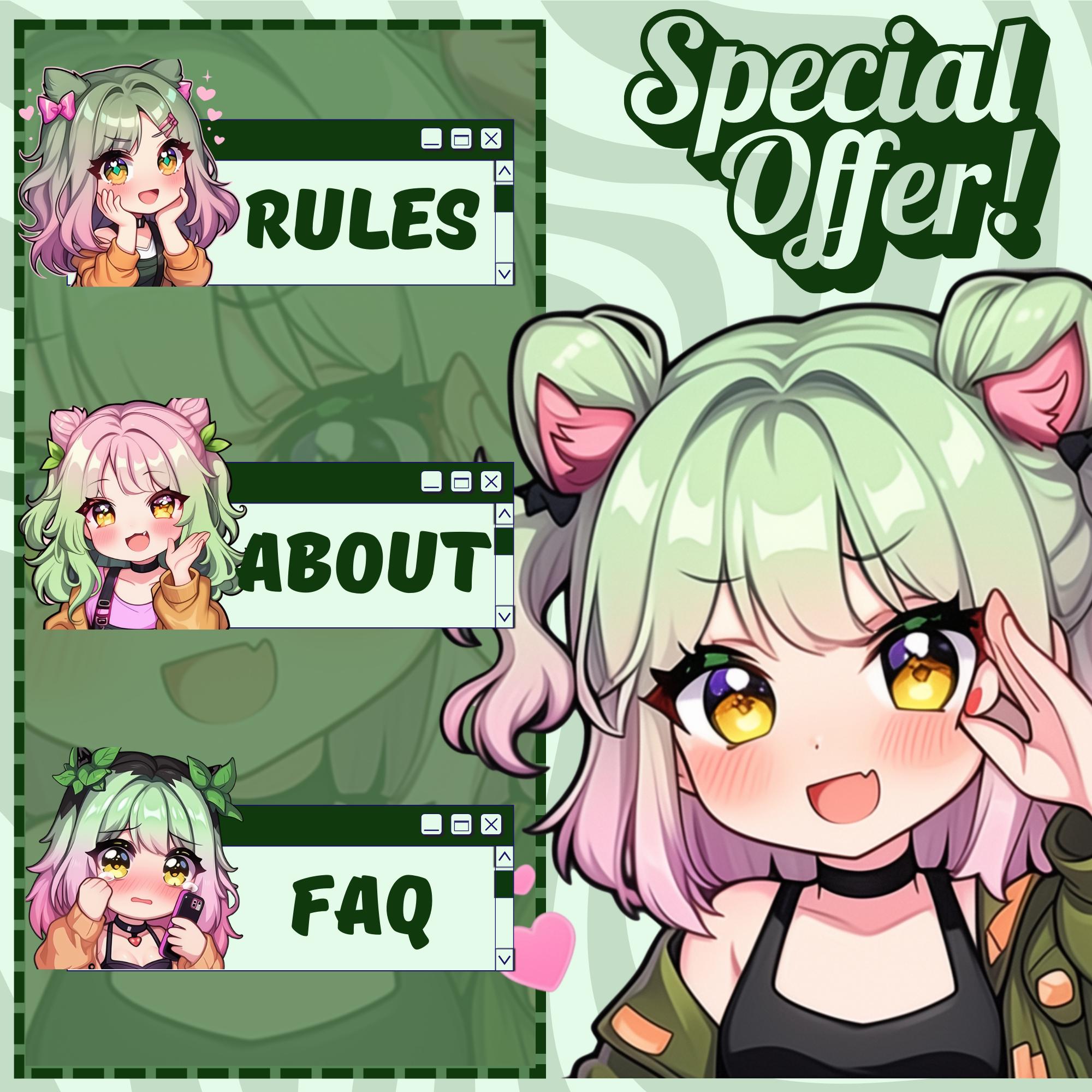 Custom Panel Twitch | Vtuber Panel, Pet Panel, Anime Panel, Chibi Panel ...