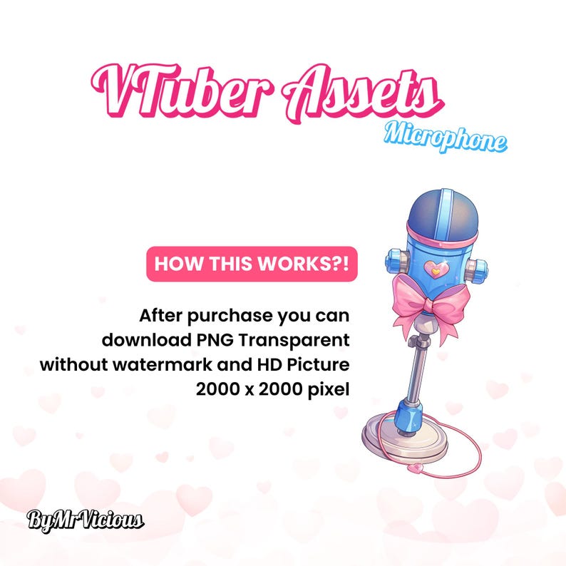Cute Vtuber Asset Microphone - Vtuber Microphone - Kawaii Microphone ...