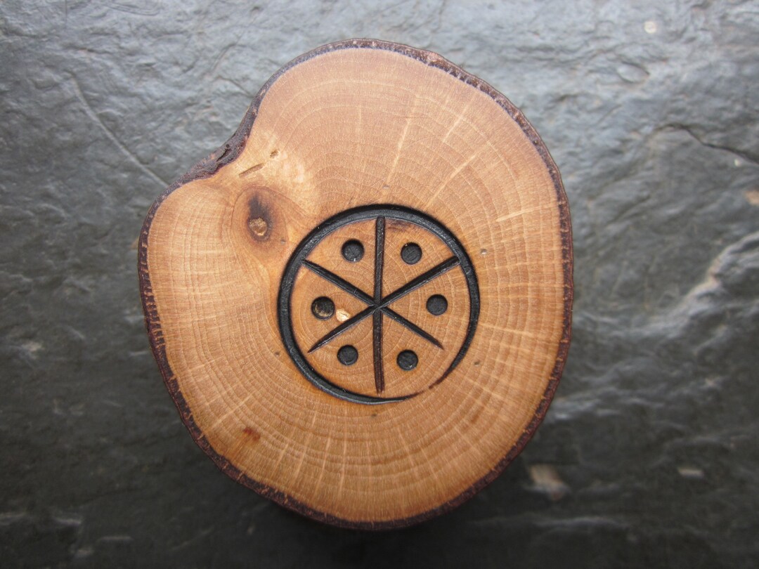Natural Wood Double-sided Talisman - Hazel - With Thunderwheel and ...