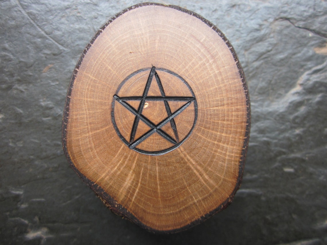 Natural Wood Double-Sided Talisman Hazel with Thunderwheel | Etsy