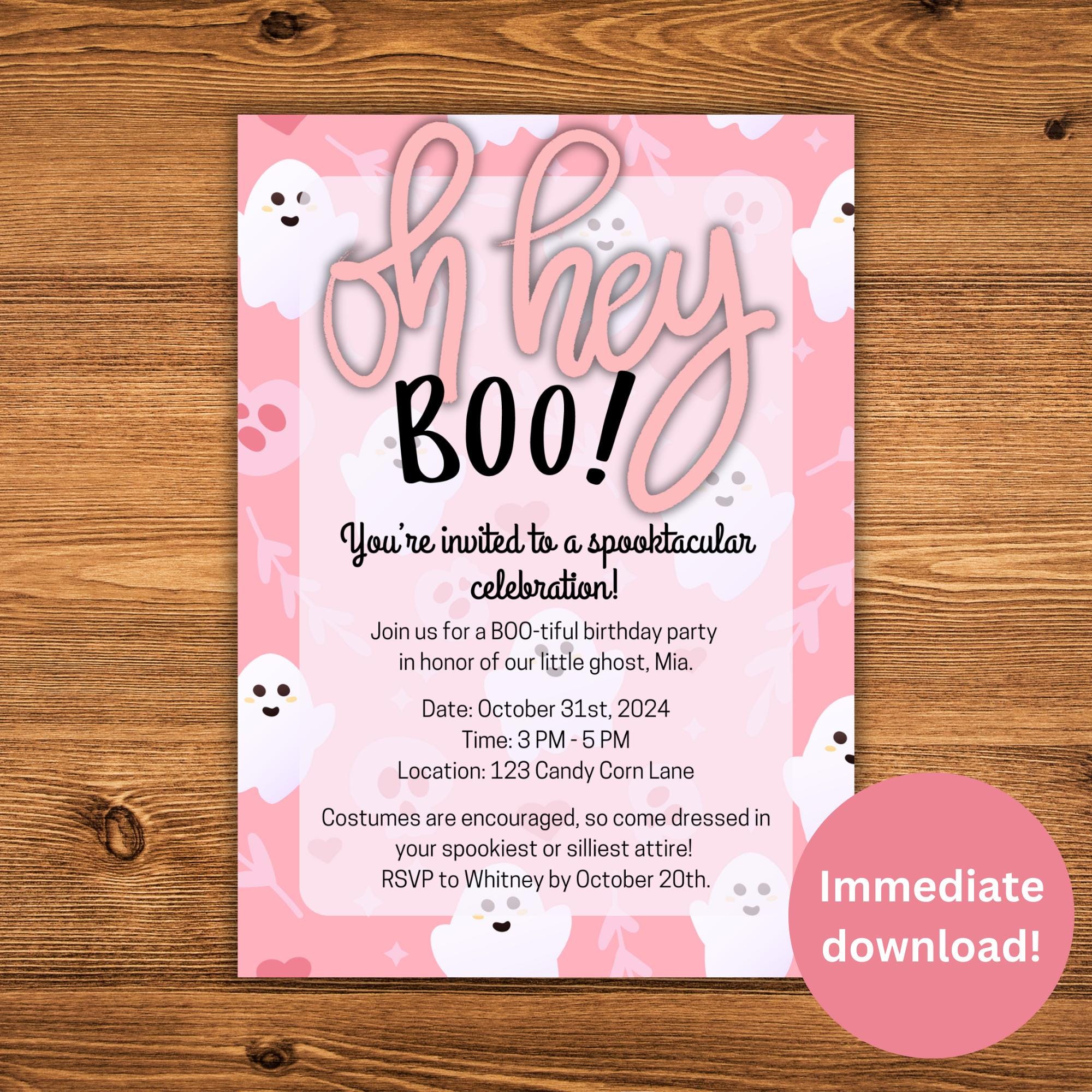 Oh Hey Boo! Girly Pink Halloween Invitation - Etsy