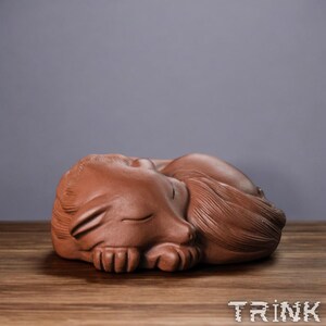 Sleeping Fox Sculpture, Elegant Chinese Clay Sculpture, Handmade ...