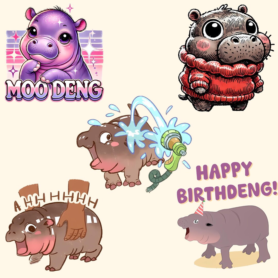 Bundle Moo Deng PNG, Cute Baby Hippo Png, Baby Hippo Png, Moo Deng PNG ...