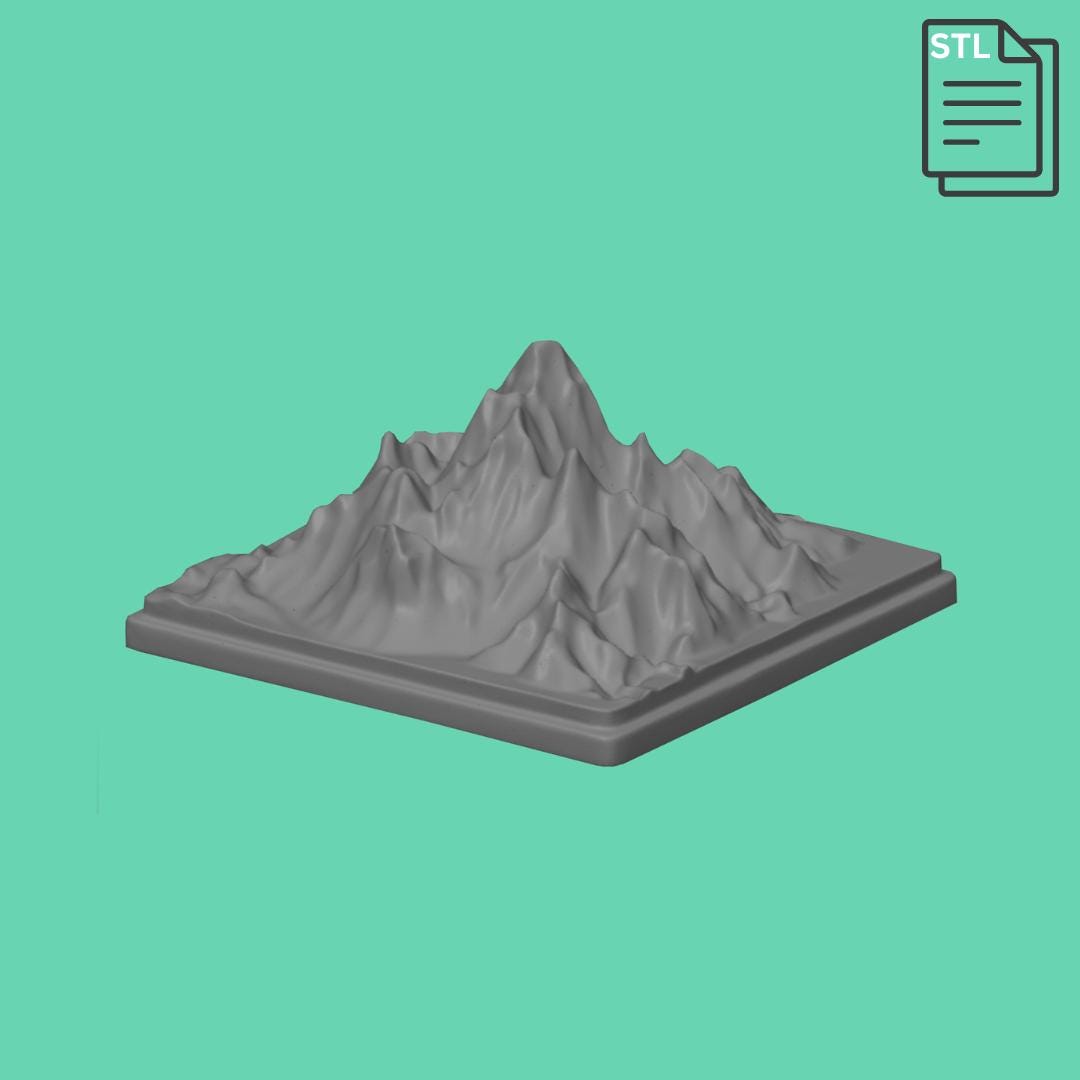 Mountain Terrain STL – 3D Printable Landscape Sculpture – Digital ...