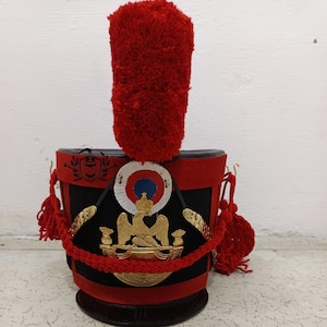 Napoleonic Leather Shako Helmet, Black Color French Shako Military ...