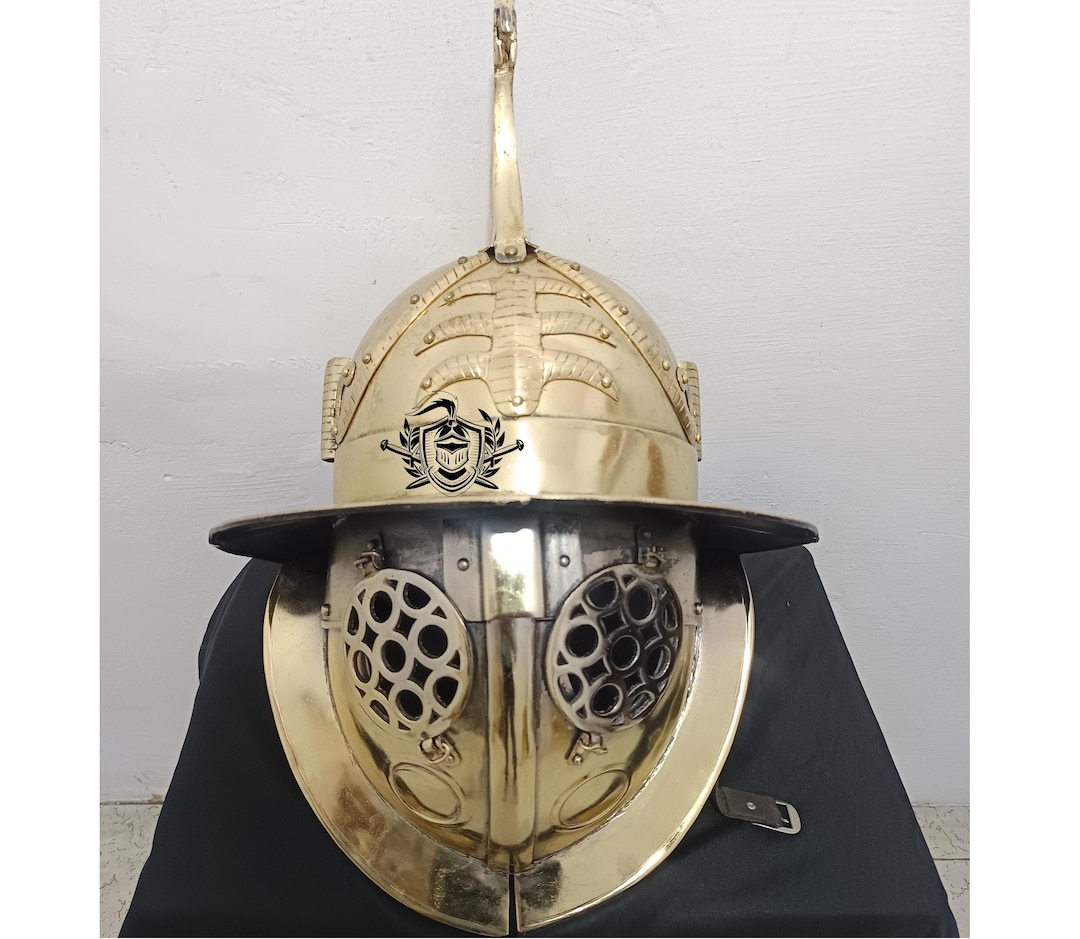 Brass Finished Gladiator Thraex Helmet: Mild Steel Cosplay Armor - Etsy