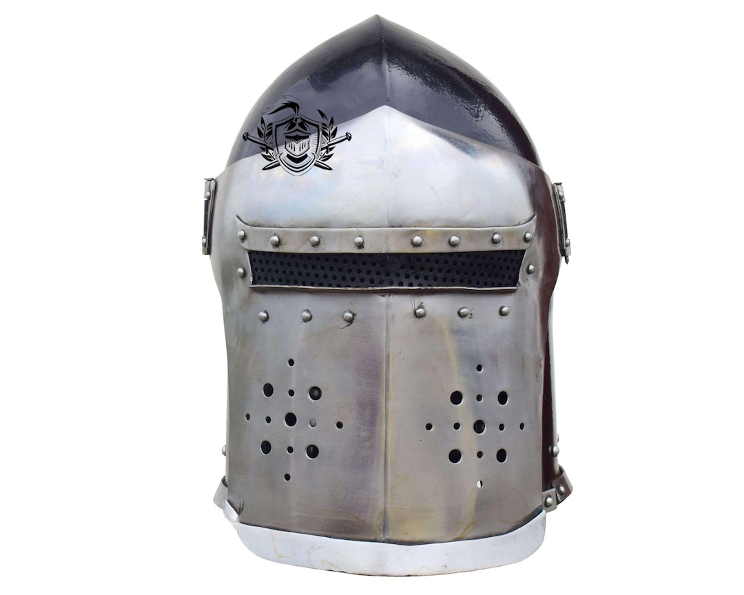 Mild Steel Barbute Helmet With Visor: Medieval Reenactment Armor - Etsy