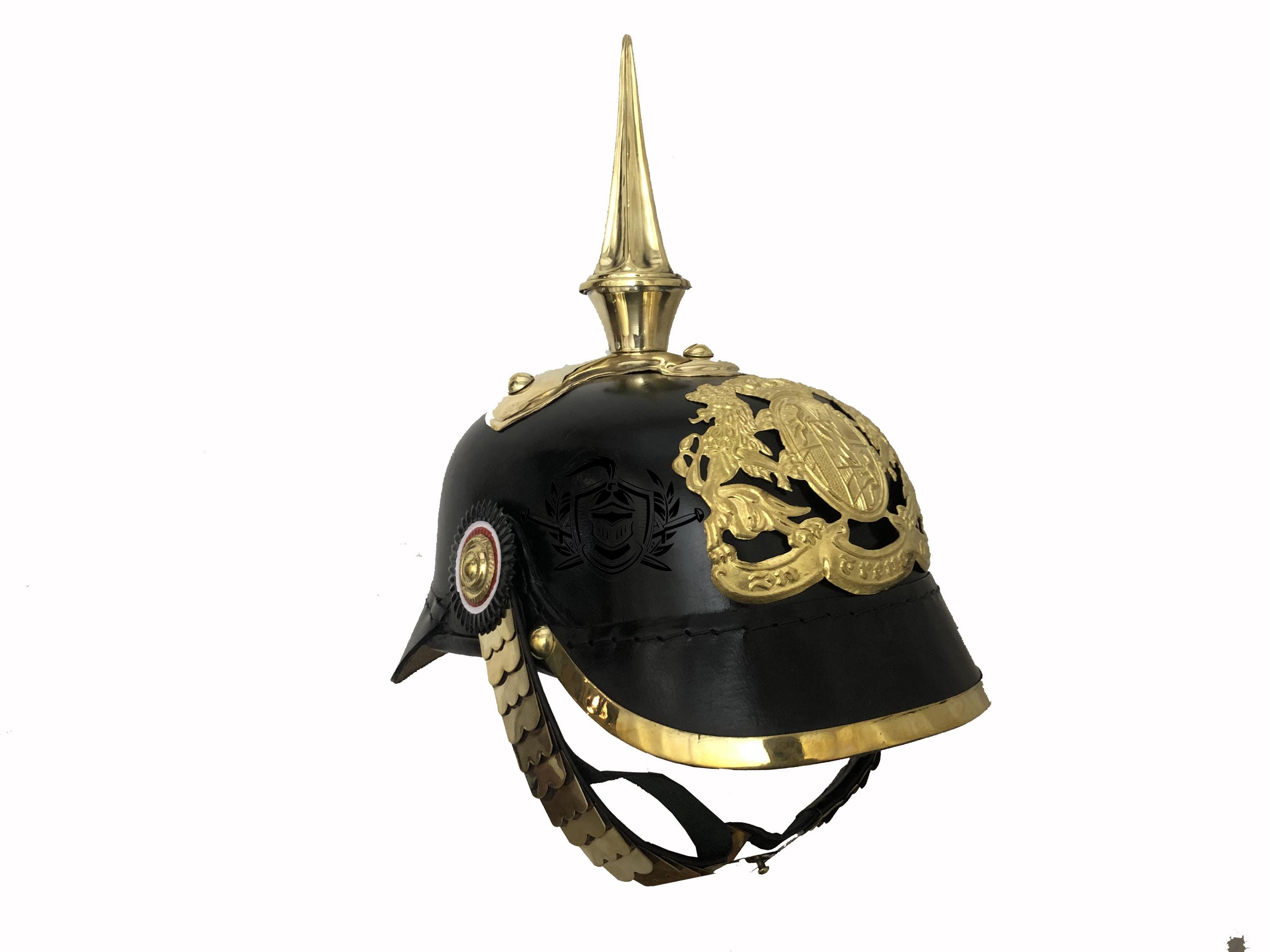 Leather Prussian Imperial Pickelhaube German Leather Helmet LARP ...