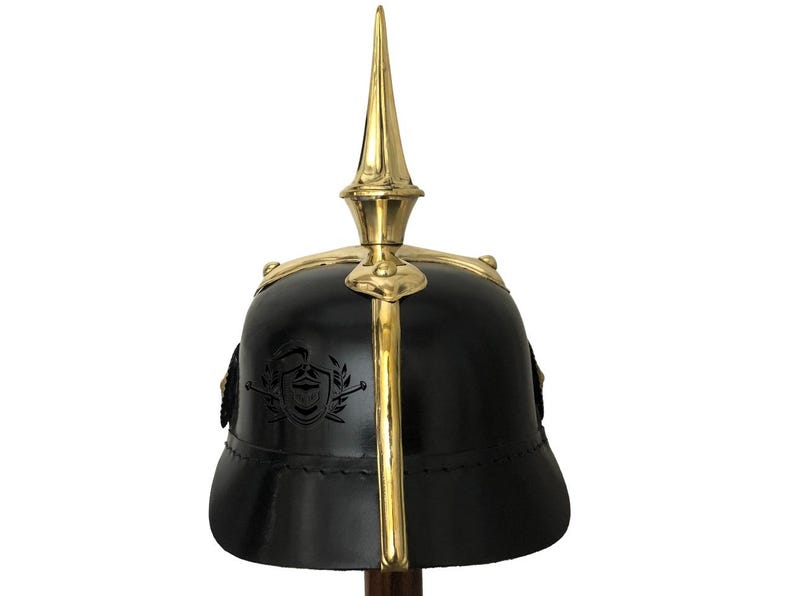 Leather Prussian Imperial Pickelhaube German Leather Helmet LARP ...