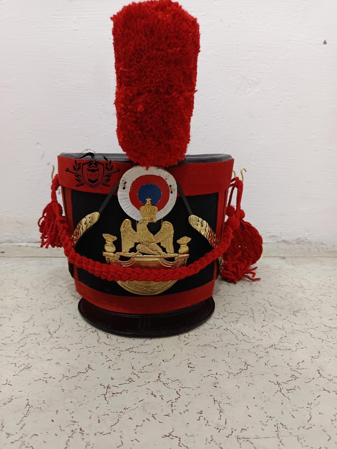 Napoleonic Leather Shako Helmet, Black Color French Shako Military ...