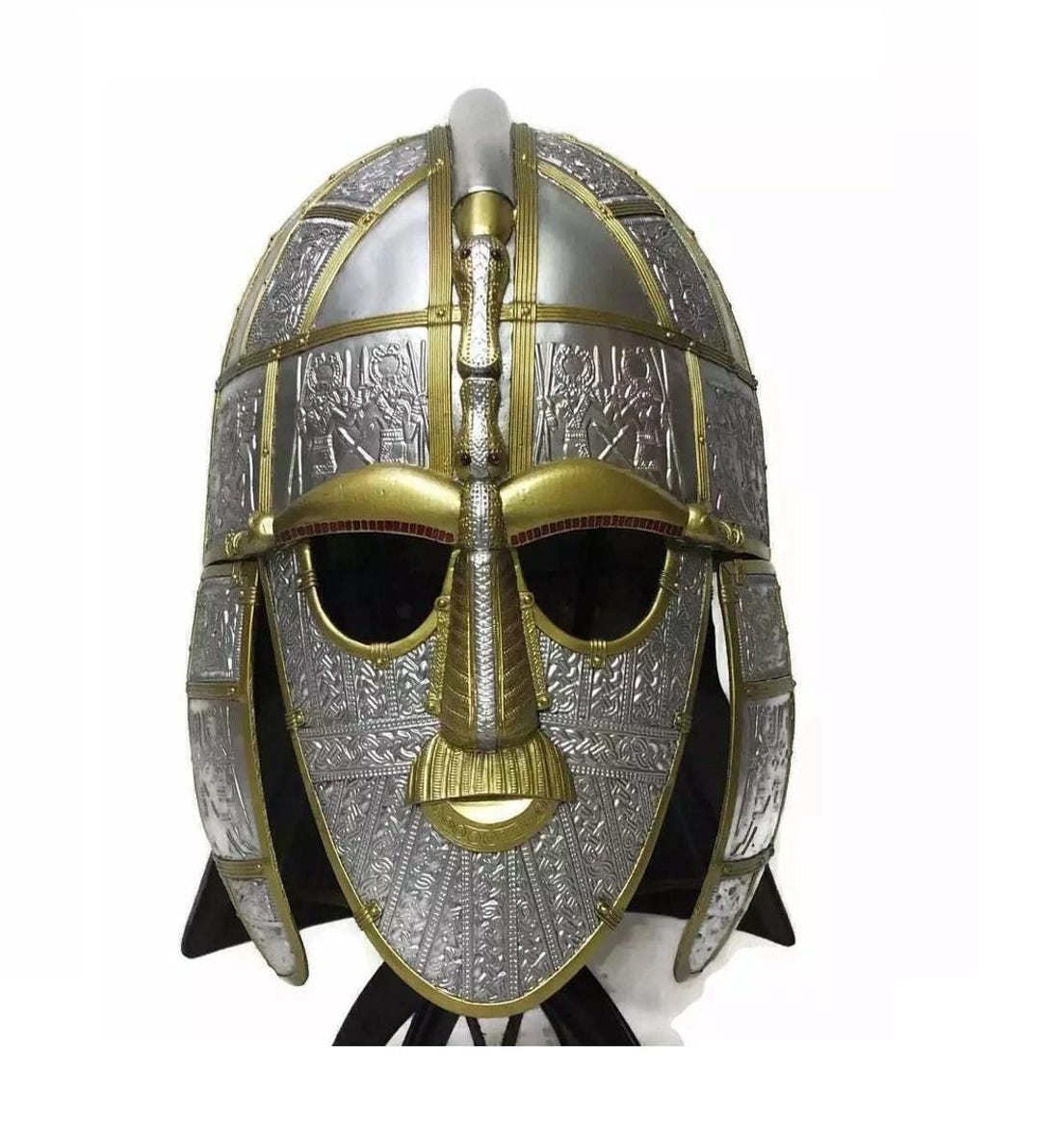 Anglo Saxon Sutton Hoo Burial Helmet. Mild Steel and Brass Helmet for ...