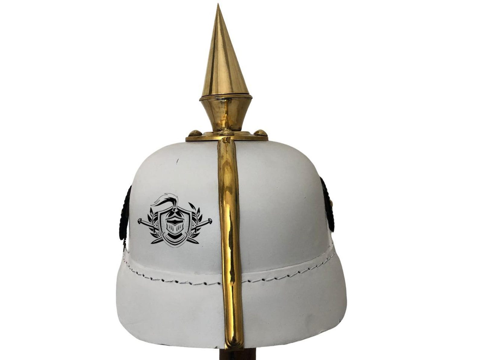 White German Prussian Pickelhaube Leather Helmet LARP Cosplay ...