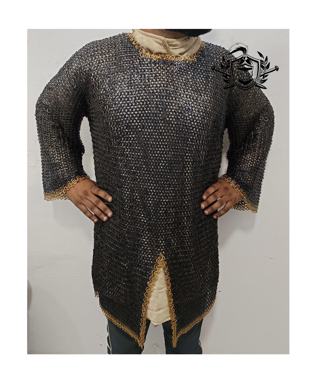 9mm Medieval Chainmail Shirt: Flat Ring Riveted Mild Steel Armor With ...
