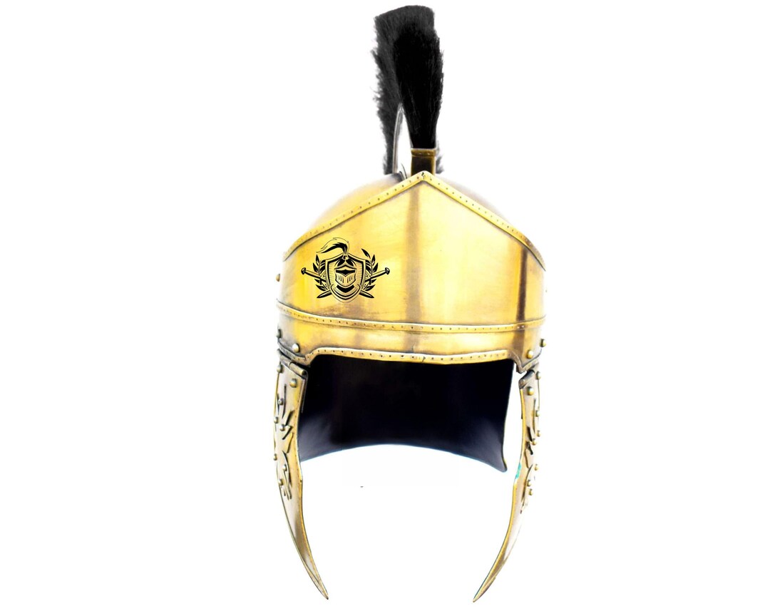 Roman Attic Helmet: 18 Gauge Steel With Black Plume, LARP Reenactment ...