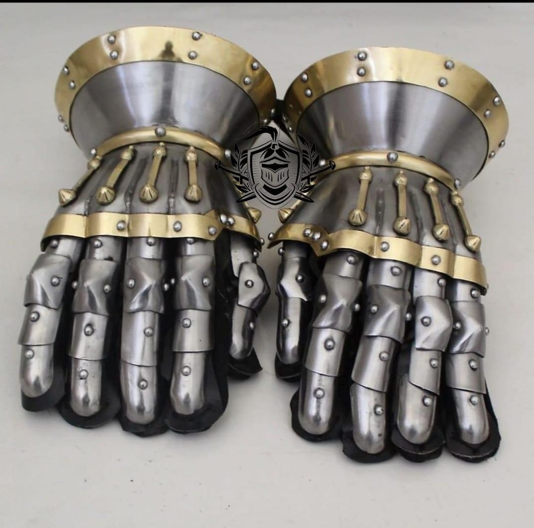 Medieval Knight Steel Gauntlet 18 Gauge Gothic Gauntlet Gloves for Larp ...