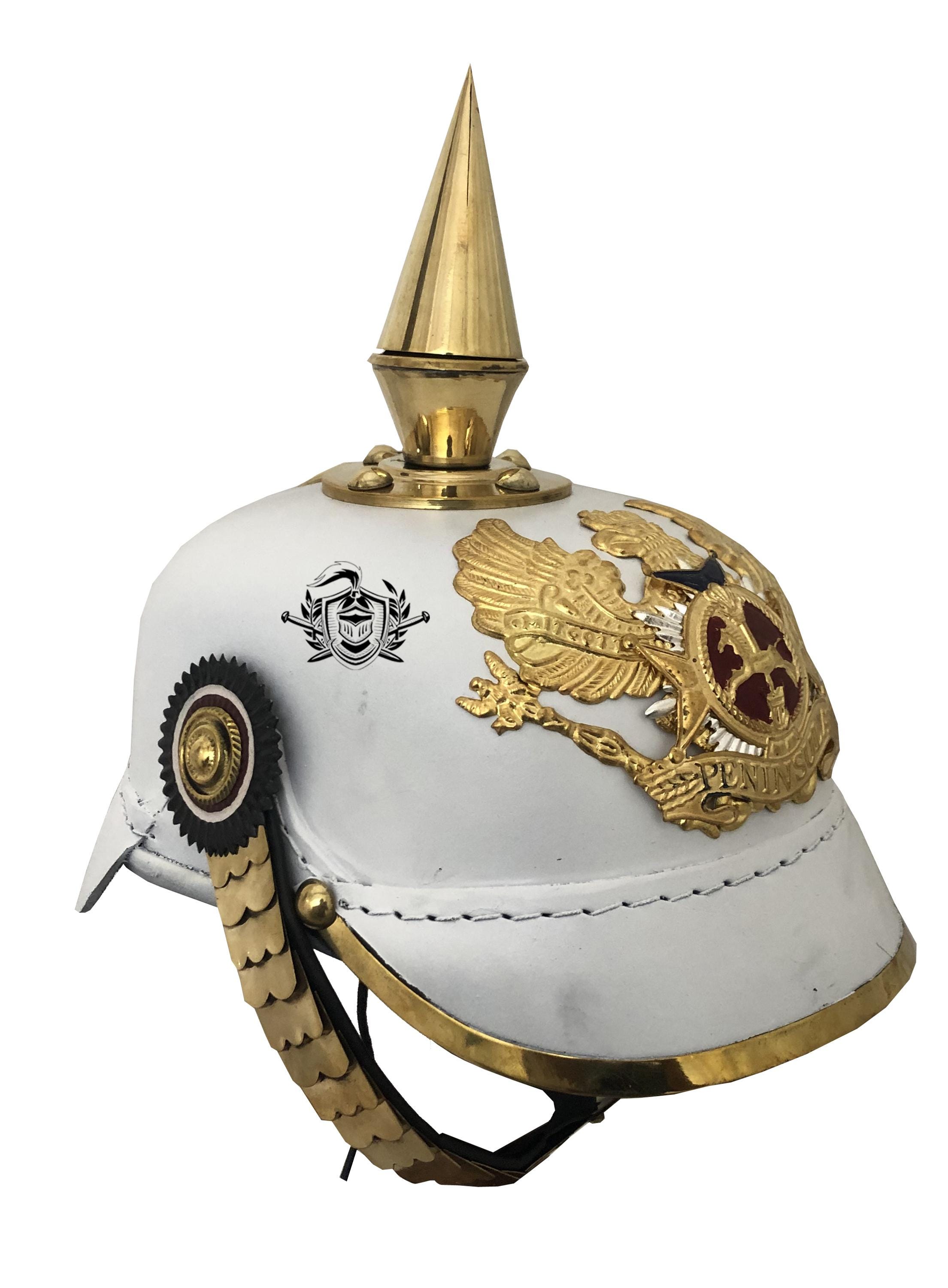 White German Prussian Pickelhaube Leather Helmet LARP Cosplay ...